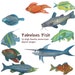 Watercolor Fish Clipart-coastal- Sea Animal Digital Images-instant ...