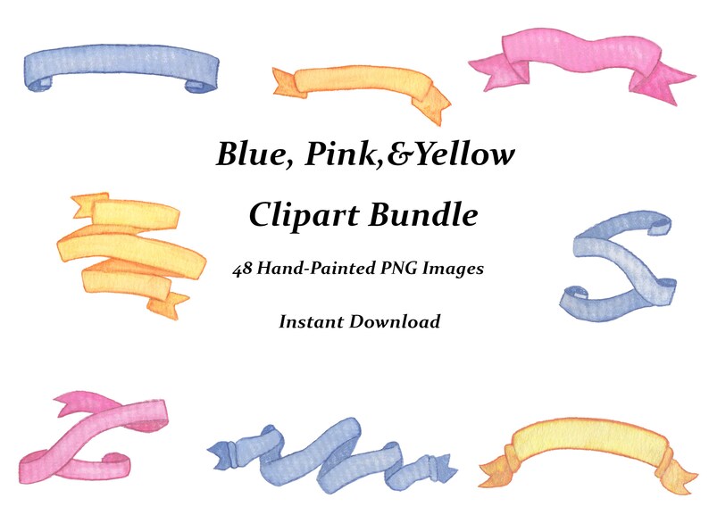 Watercolor Banners-multicolor-pink-yellow-blue-baby Shower Banners ...