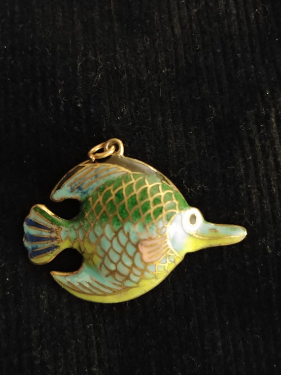 Sweet Blue Angel Fish Pendant Articulated Unsigned 19… - Gem