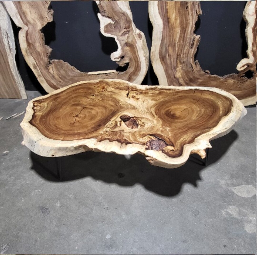 Unique Live Edge Oval Coffee Table Handcrafted Parota Wood Rustic Home ...