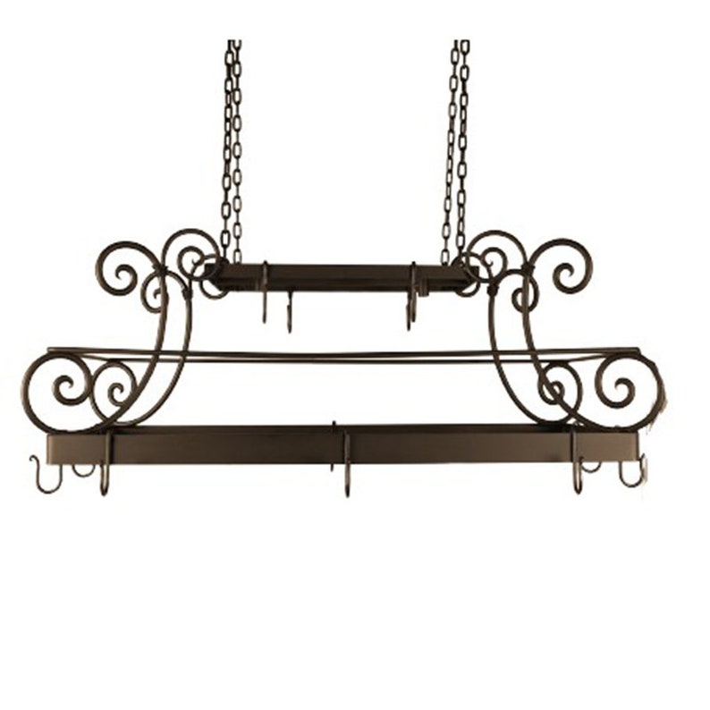 Custom Hand Forged Iron | Ceiling Mounted Pot Rack | Pot & Pan Rack ...