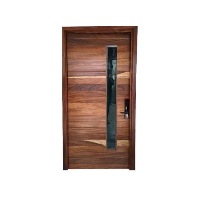Modern Parota Wood Door With Glass – Hinged System, Custom Size & Glass ...