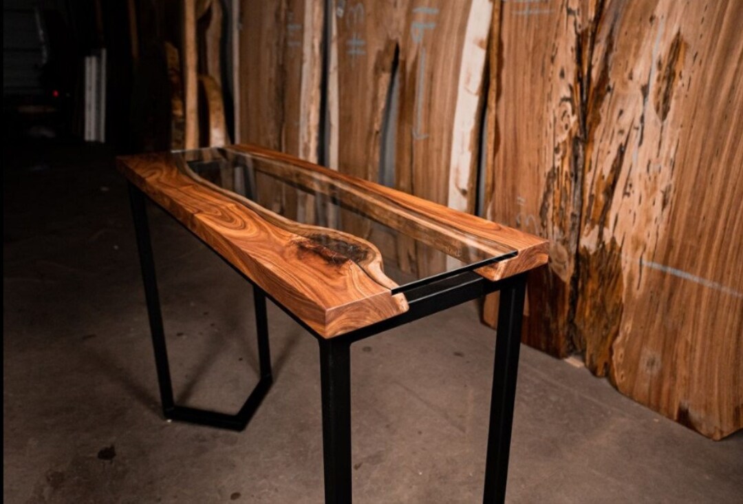Console, Live Edge Entry Way Table | Custom River Epoxy Tables, Epoxy ...