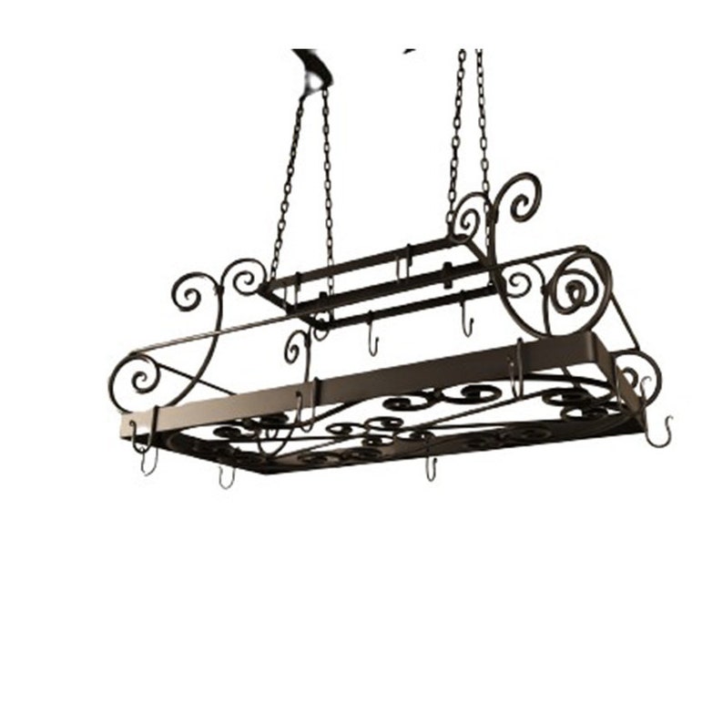 Custom Hand Forged Iron | Ceiling Mounted Pot Rack | Pot & Pan Rack ...
