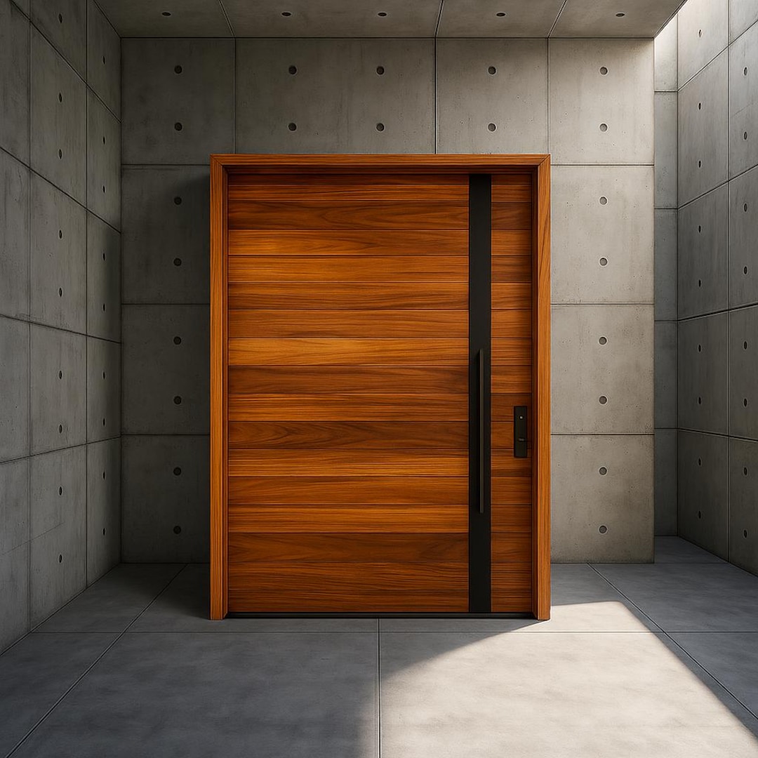 Modern Parota Wood Door With Custom Pull – 60" X 80", Pivot System ...