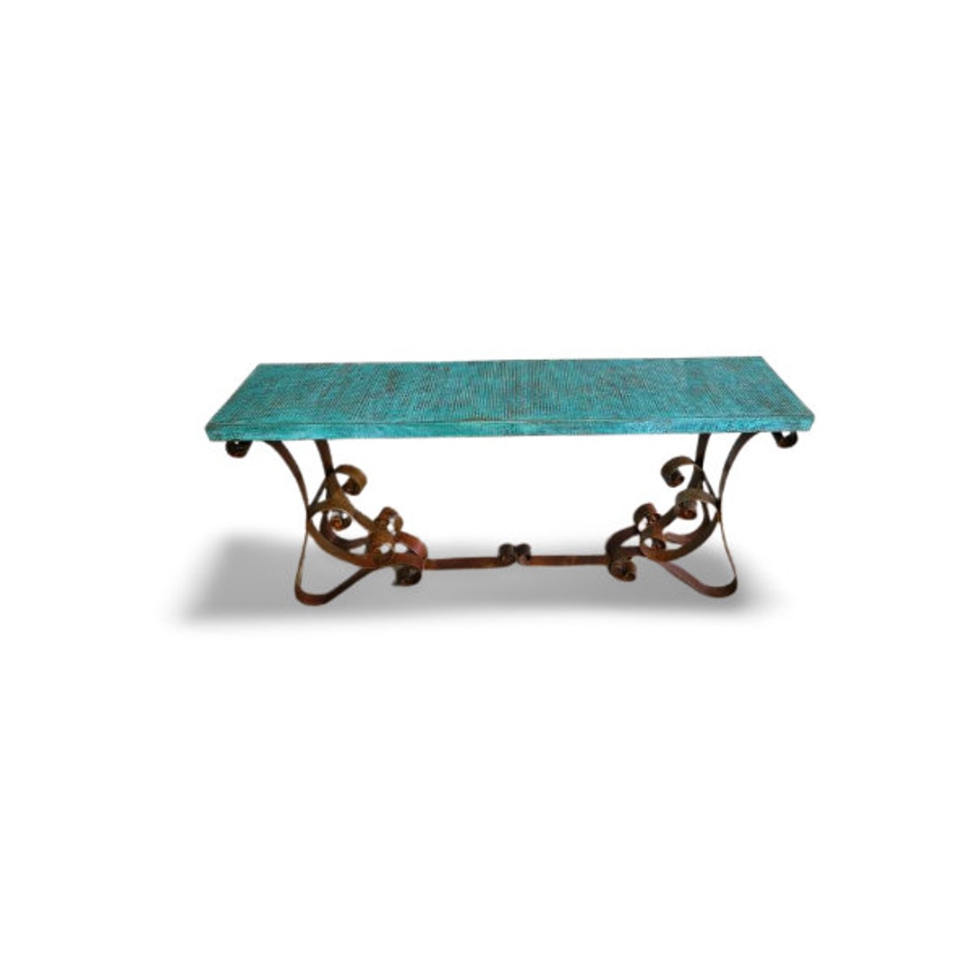 Console, Copper Work Console Table, Sofa Table, Entry Table, Hand ...