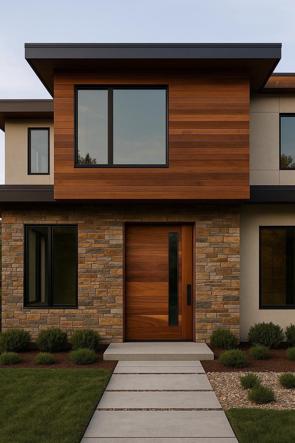 Modern Parota Wood Door With Glass – Hinged System, Custom Size & Glass ...