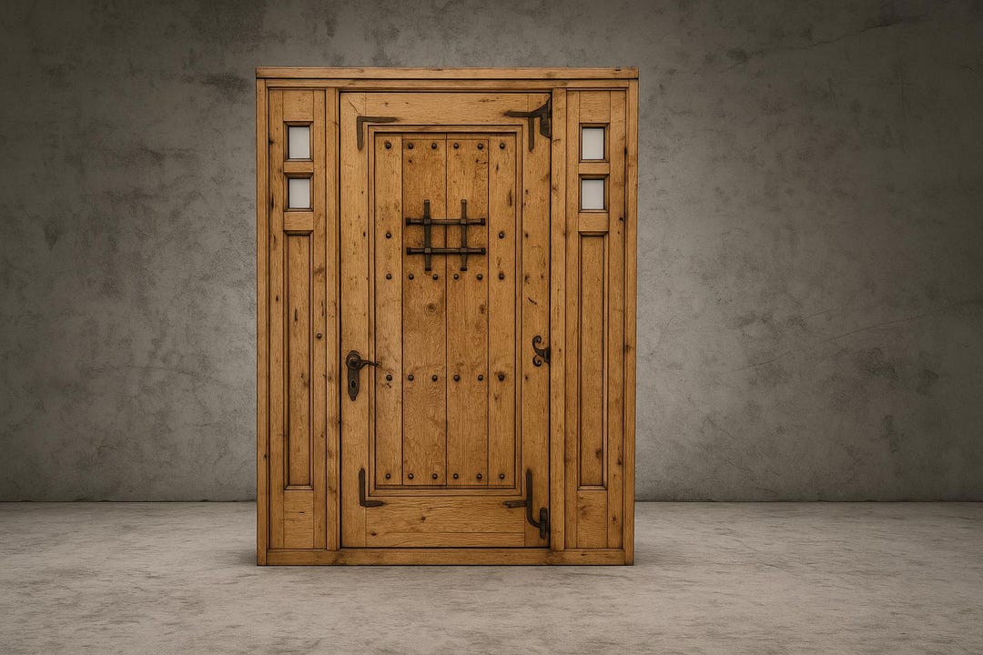 Rustic Wood Entry Door With Glass Panels - Hand-carved Authentic ...