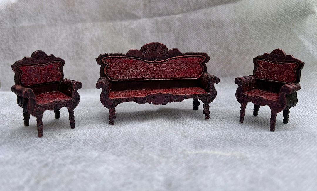Miniature Lounge Suite, 1/24 Scale Kit, Hand Made, Engraved Front ...