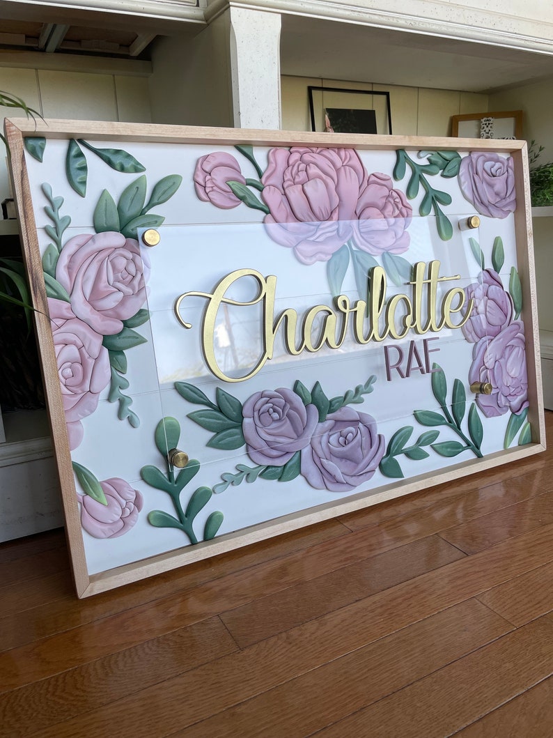 Floral Custom Nursery Sign | Peonies & Roses - Etsy