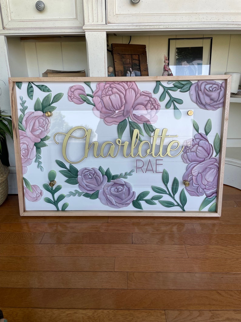 Floral Custom Nursery Sign | Peonies & Roses - Etsy