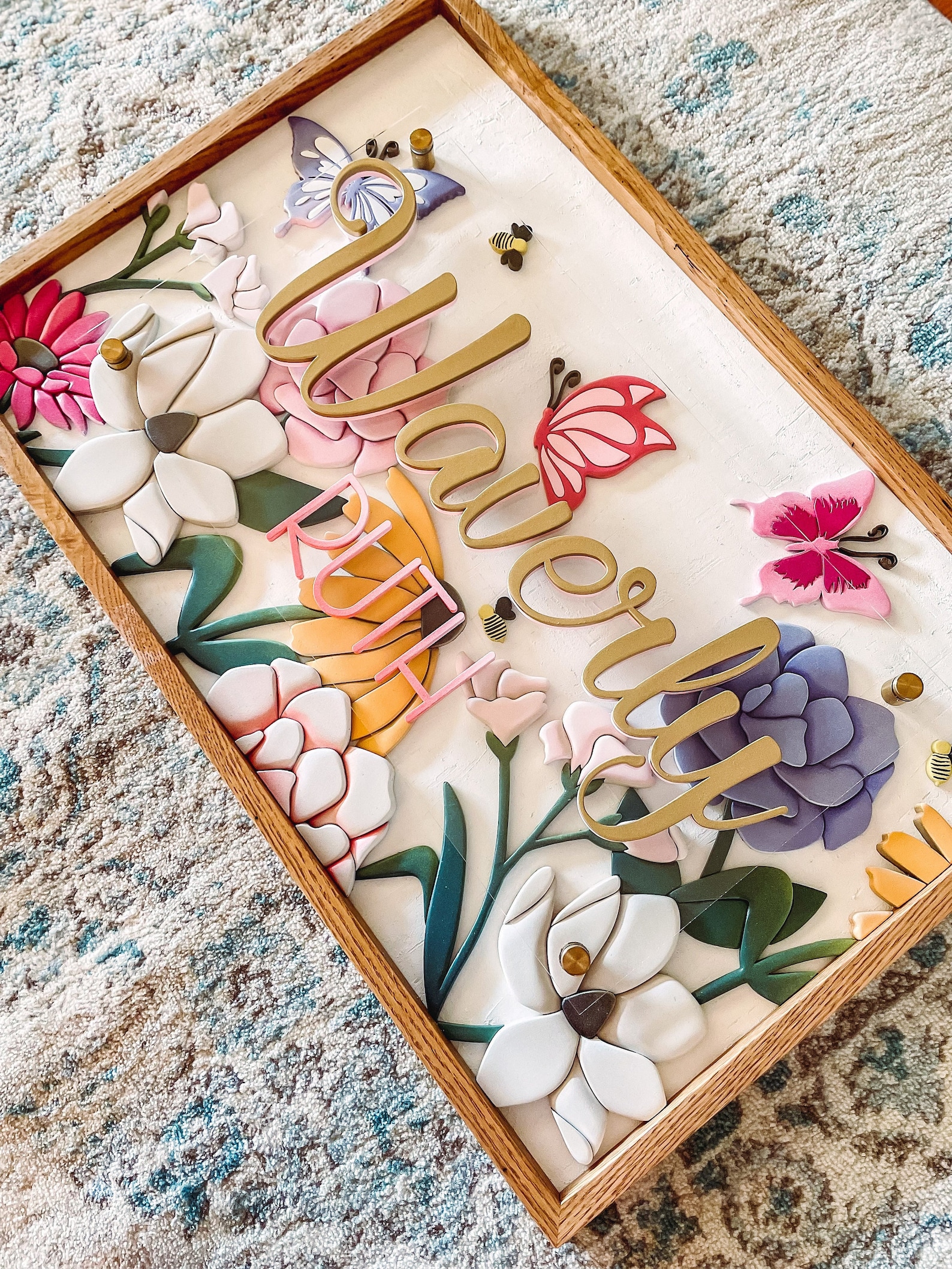 Custom Name Floral Sign With Acrylic - Etsy