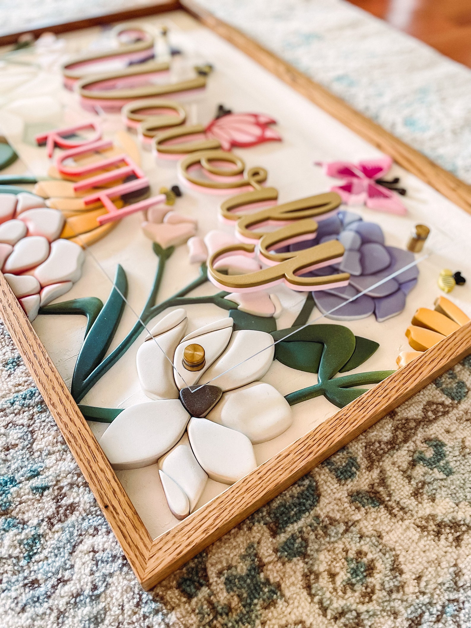 Custom Name Floral Sign With Acrylic - Etsy