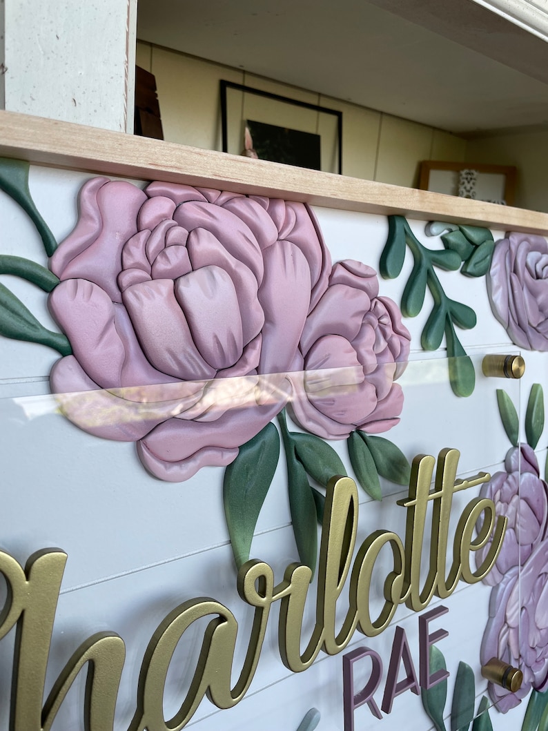 Floral Custom Nursery Sign | Peonies & Roses - Etsy