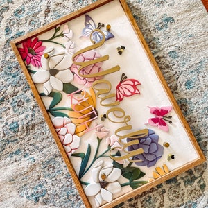 Custom Name Floral Sign With Acrylic - Etsy