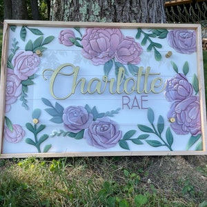 Floral Custom Nursery Sign | Peonies & Roses - Etsy