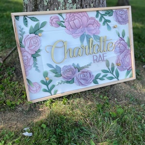 Floral Custom Nursery Sign | Peonies & Roses - Etsy
