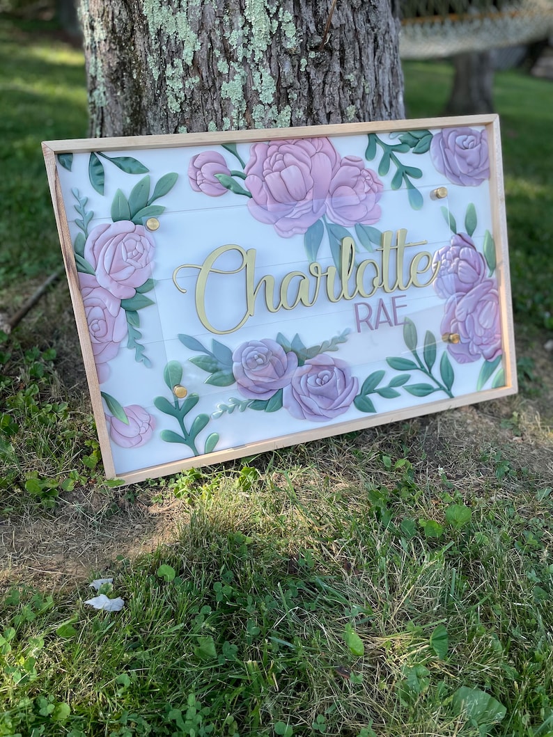 Floral Custom Nursery Sign | Peonies & Roses - Etsy