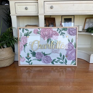 Floral Custom Nursery Sign | Peonies & Roses - Etsy