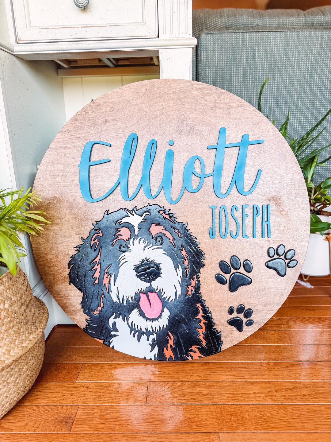 Custom Nursery Sign With Bernedoodle - Etsy