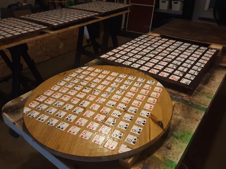 Handmade Sequence Game Board: 24" Round Walnut Stained Pine - Etsy