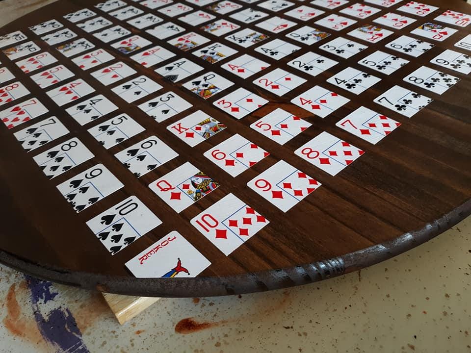 Handmade Sequence Game Board: 24" Round Walnut Stained Pine - Etsy