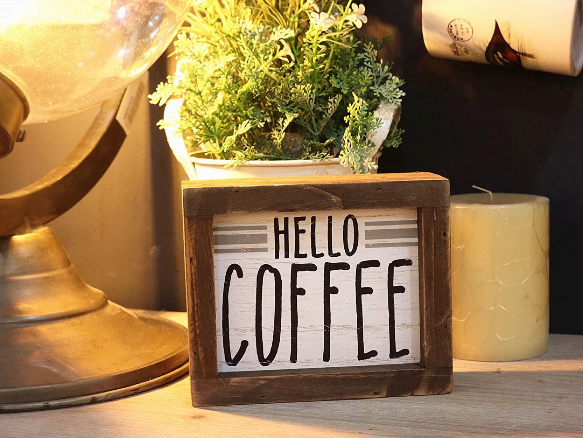 Hello Coffee Barn Wood Small Box Sign for Kitchen Decor Coffee - Etsy