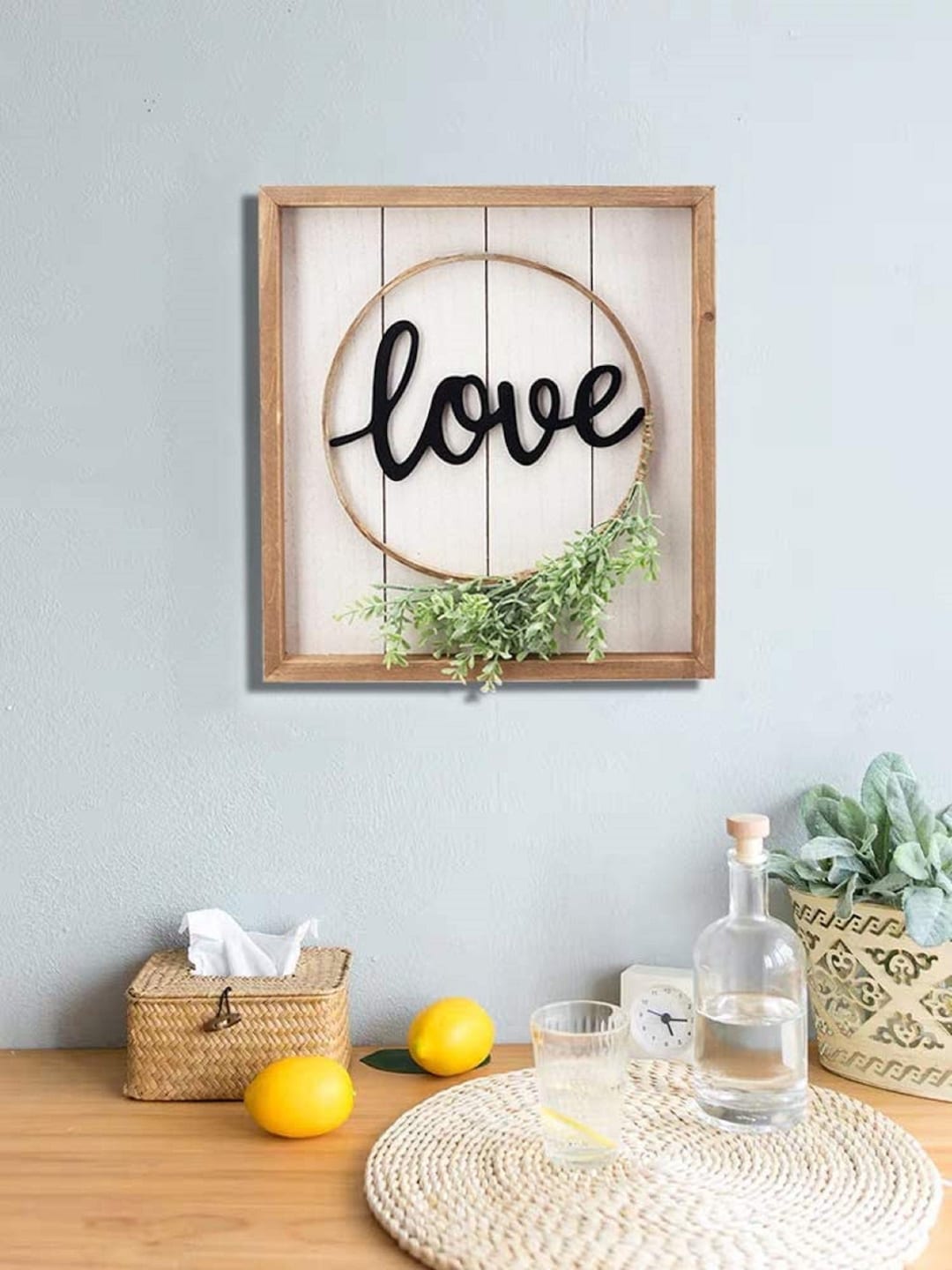 Love Decorative Sign for Wall, Rustic Farmhouse Accent Love Sign Plaque ...