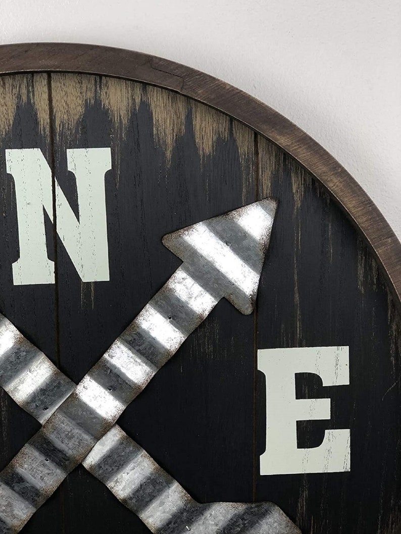 Distressed Wood Compass Wall Signswooden Round - Etsy