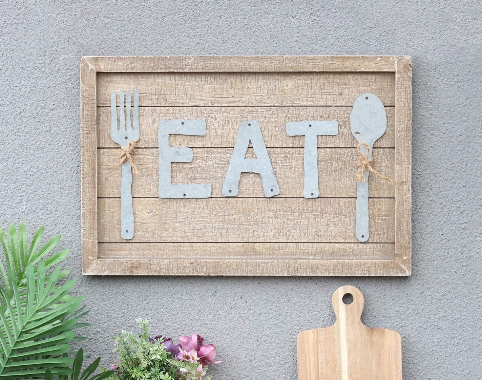 Distressed Wood Framed Eat Sign Decor With Galvanized Letters - Etsy