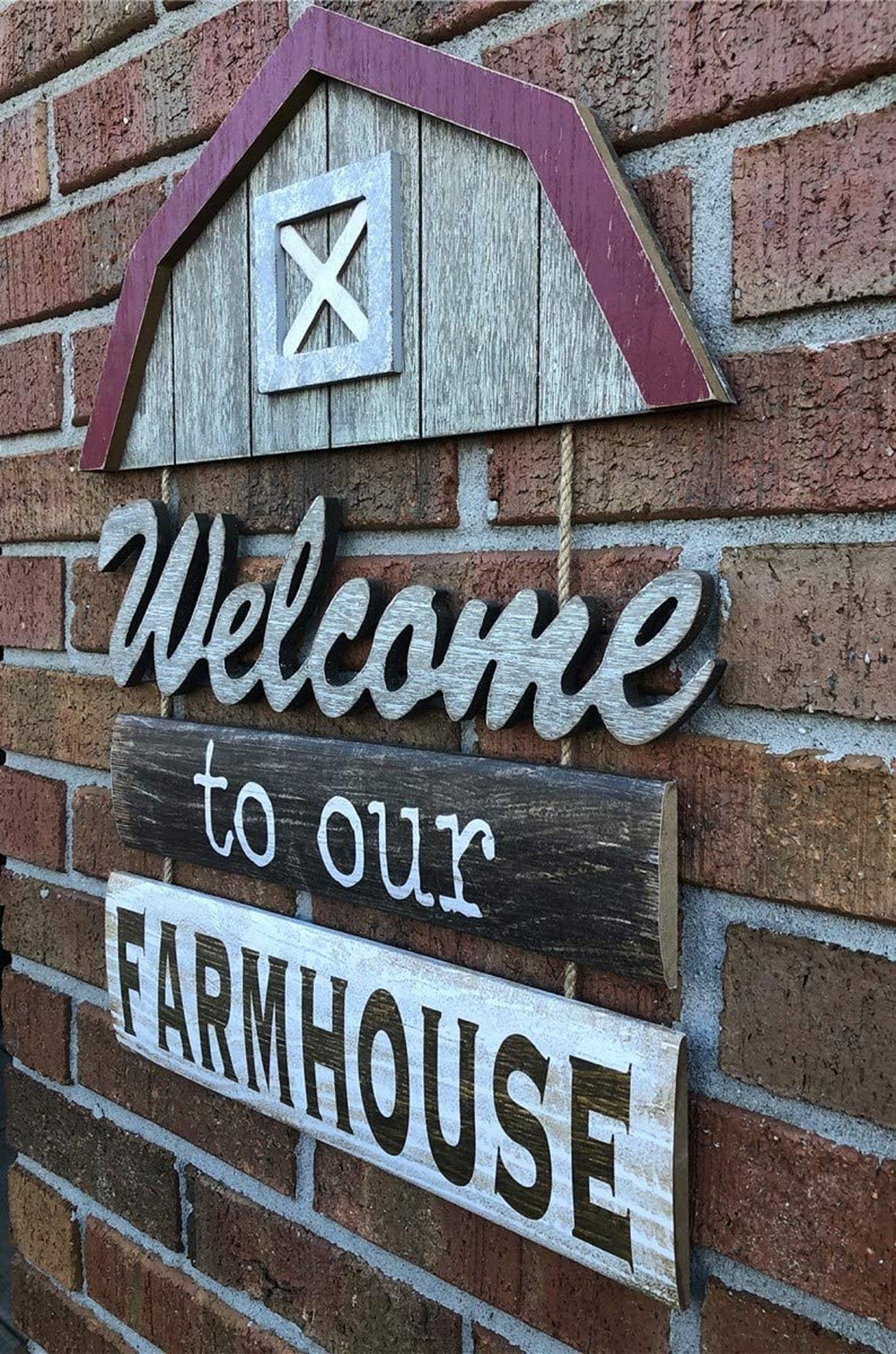 Welcome to Our Farmhouse Wood Plank Hanging Sign Rustic | Etsy