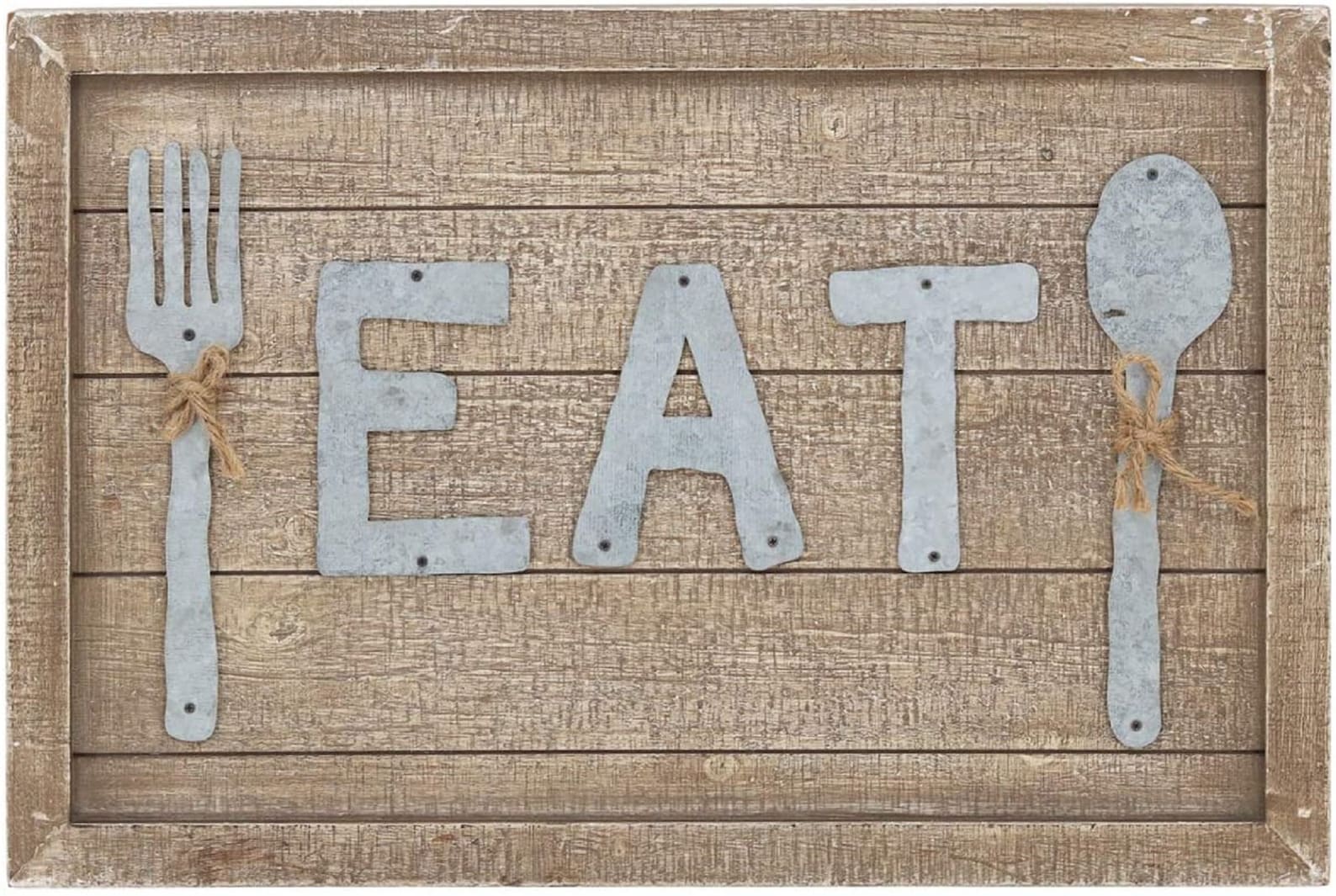 Distressed Wood Framed Eat Sign Decor With Galvanized Letters - Etsy