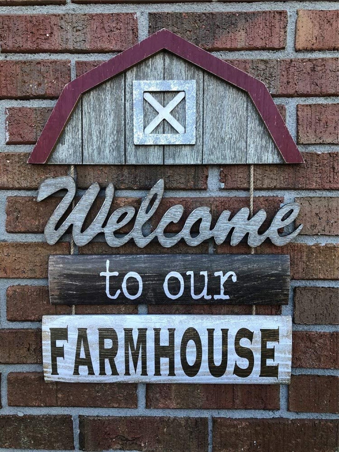 Welcome to Our Farmhouse Wood Plank Hanging Sign, Rustic Farmhouse ...