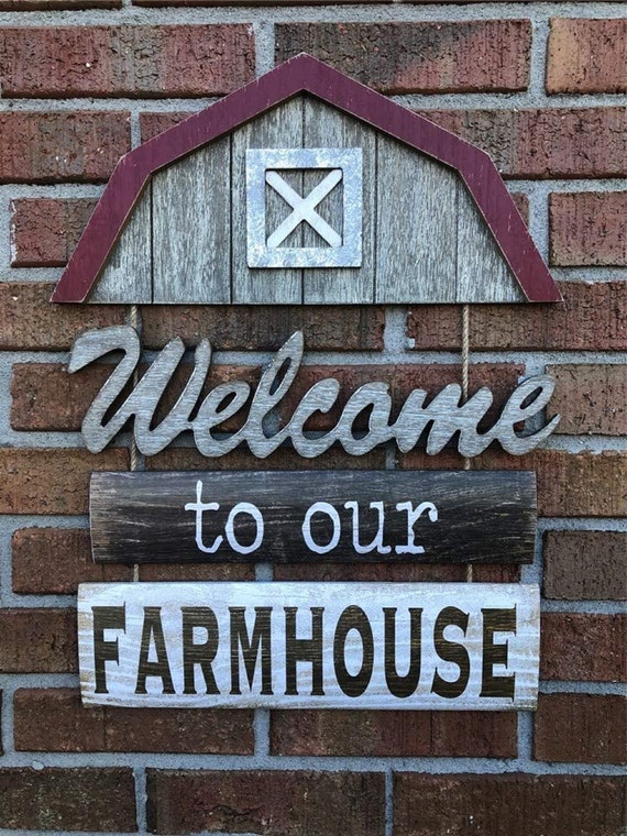 Welcome to Our Farmhouse Wood Plank Hanging Sign Rustic | Etsy