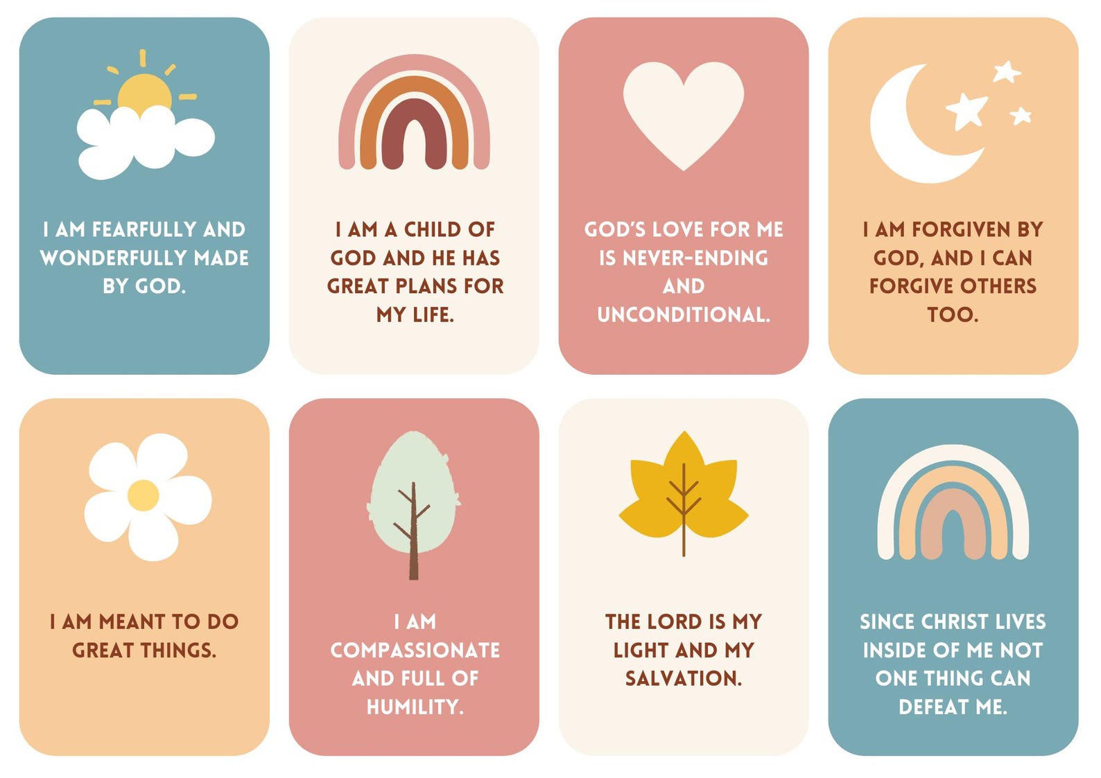 Christian Affirmation Cards for Kids, Encouragement for Kids, Christian ...