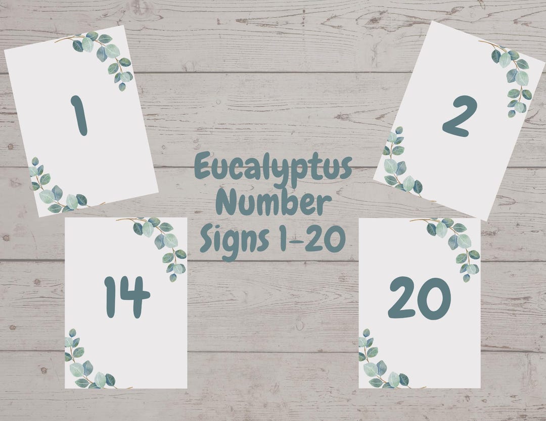 Eucalyptus Number Signs, 1-20, 2 Sizes Included With Purchase - Etsy