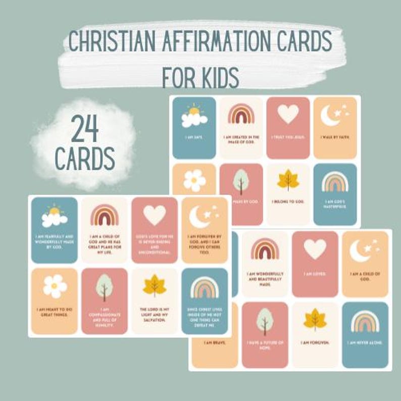 Christian Affirmation Cards for Kids, Encouragement for Kids, Christian ...
