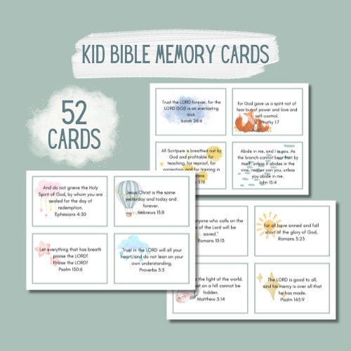 Scripture Verse Cards for Kids, Bible Memory Cards, Lunchbox Notes ...