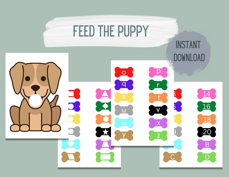 Feed the Puppy, Number, Shape, Uppercase and Lower Case Letters, Colors ...