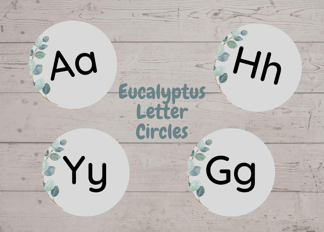 Eucalyptus Letter Circles, Alphabet Circles, Classroom Decor Letters - Etsy