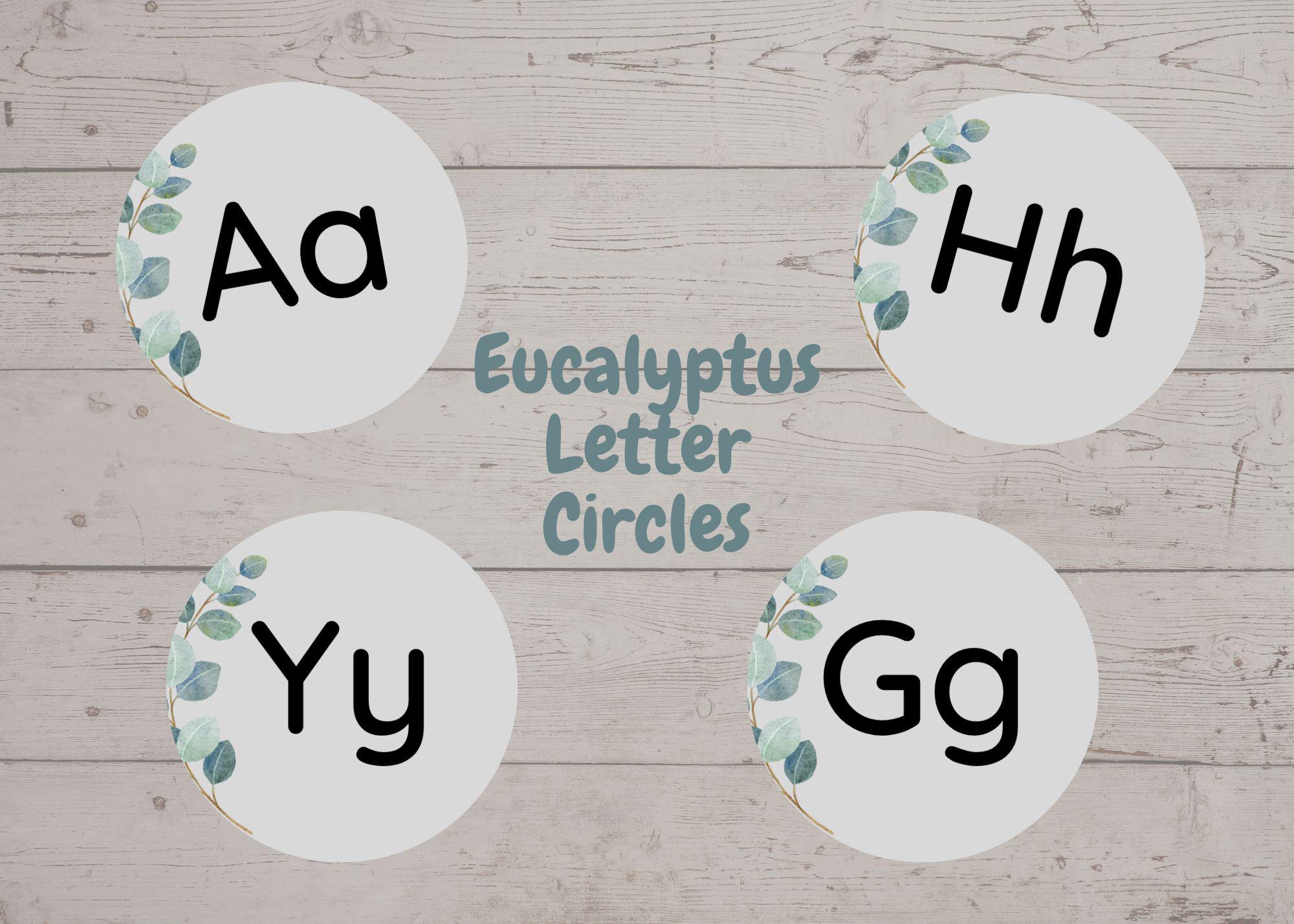 Eucalyptus Letter Circles, Alphabet Circles, Classroom Decor Letters - Etsy