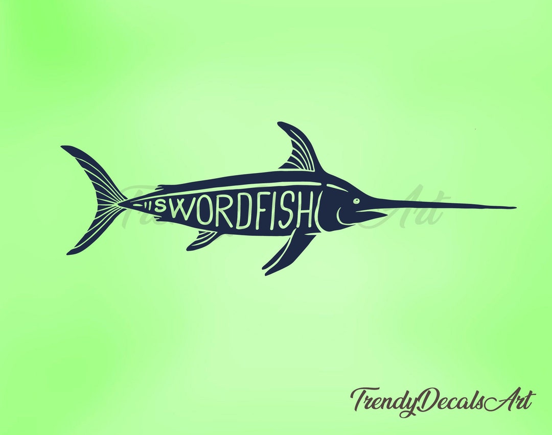 Swordfish Decal, Fishing Decal, Fishing Sticker, Fishing Vinyl Decal ...