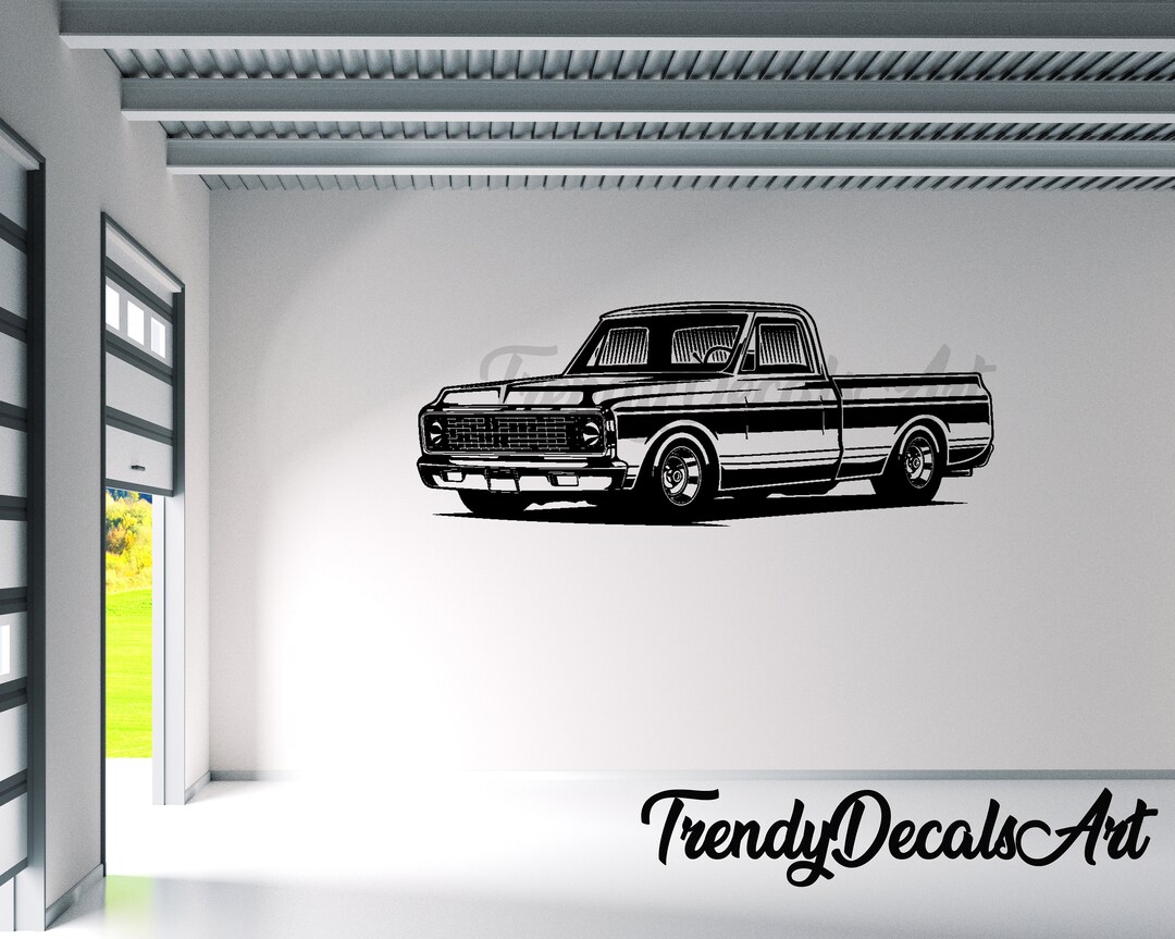 Chevy C-10 1970 Decal, Pick-up Wall Decal, Car Wall Vinyl Sticker, Man ...