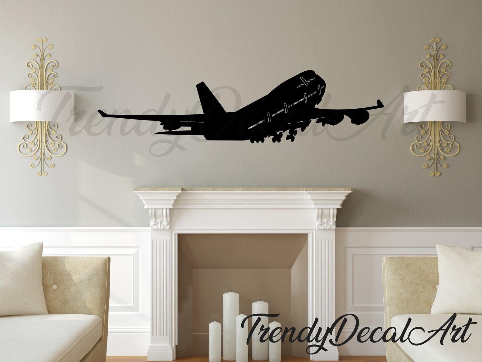 Boeing 747 Airplane Decal, Boeing 747 Vinyl Sticker, Airplane Wall ...