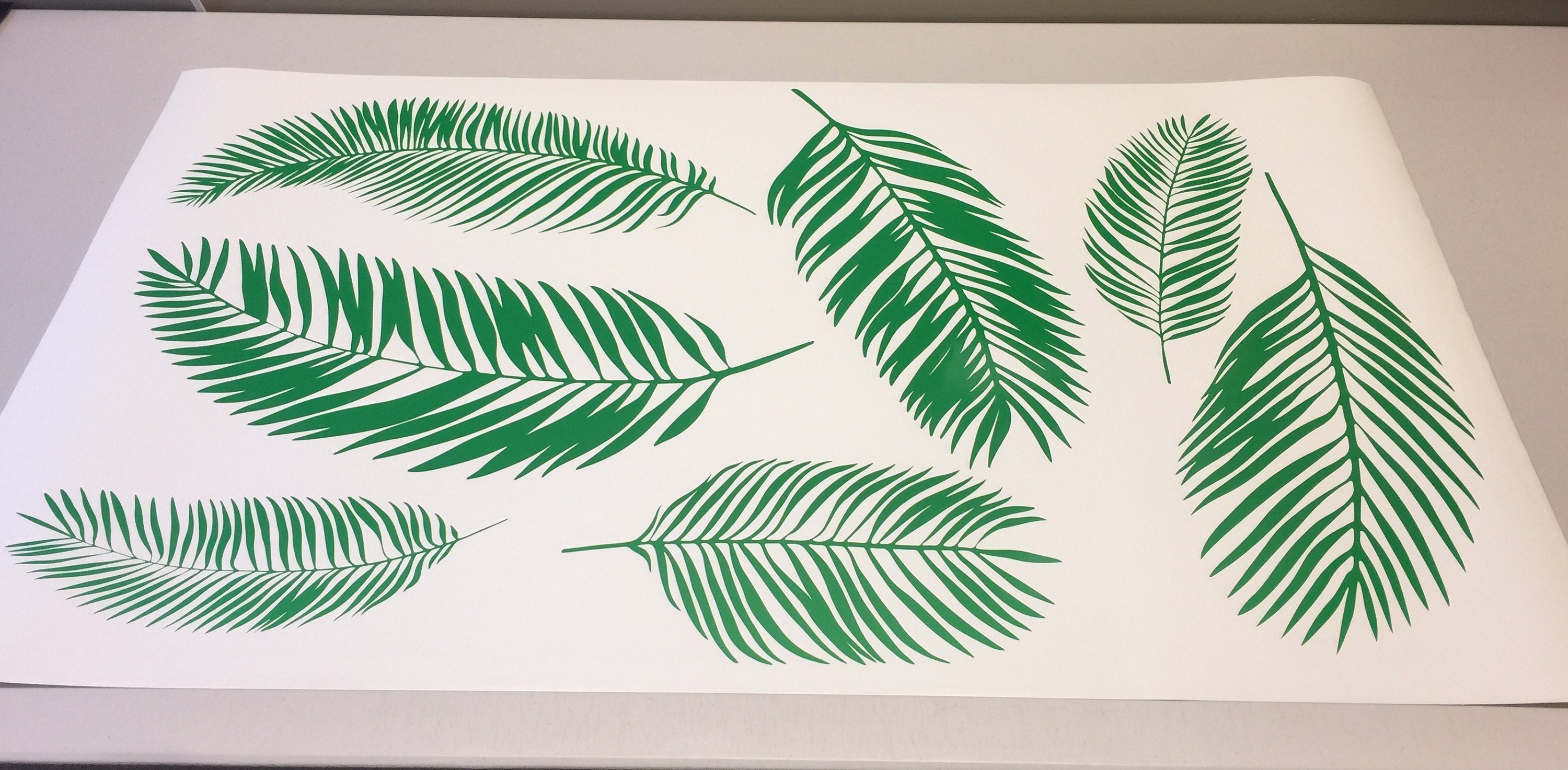 Palm Leafs Decals, 7 Palm Leaves Vinyl Stickers, Beach Themed Decal ...