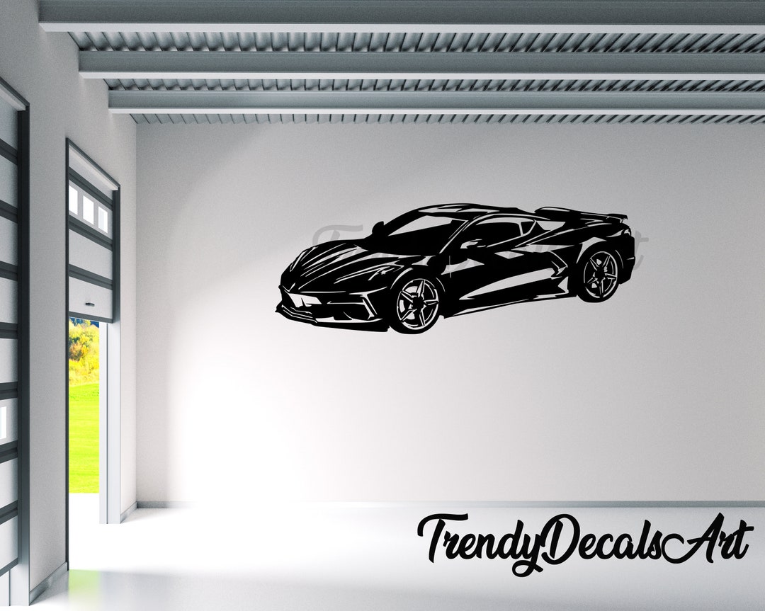 Chevy Corvette C8 2020 Decal, Car Wall Decal, Car Wall Vinyl Sticker ...