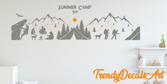 Mountains Mural Decal Camping Mural Decal Summer Camp Vinyl | Etsy