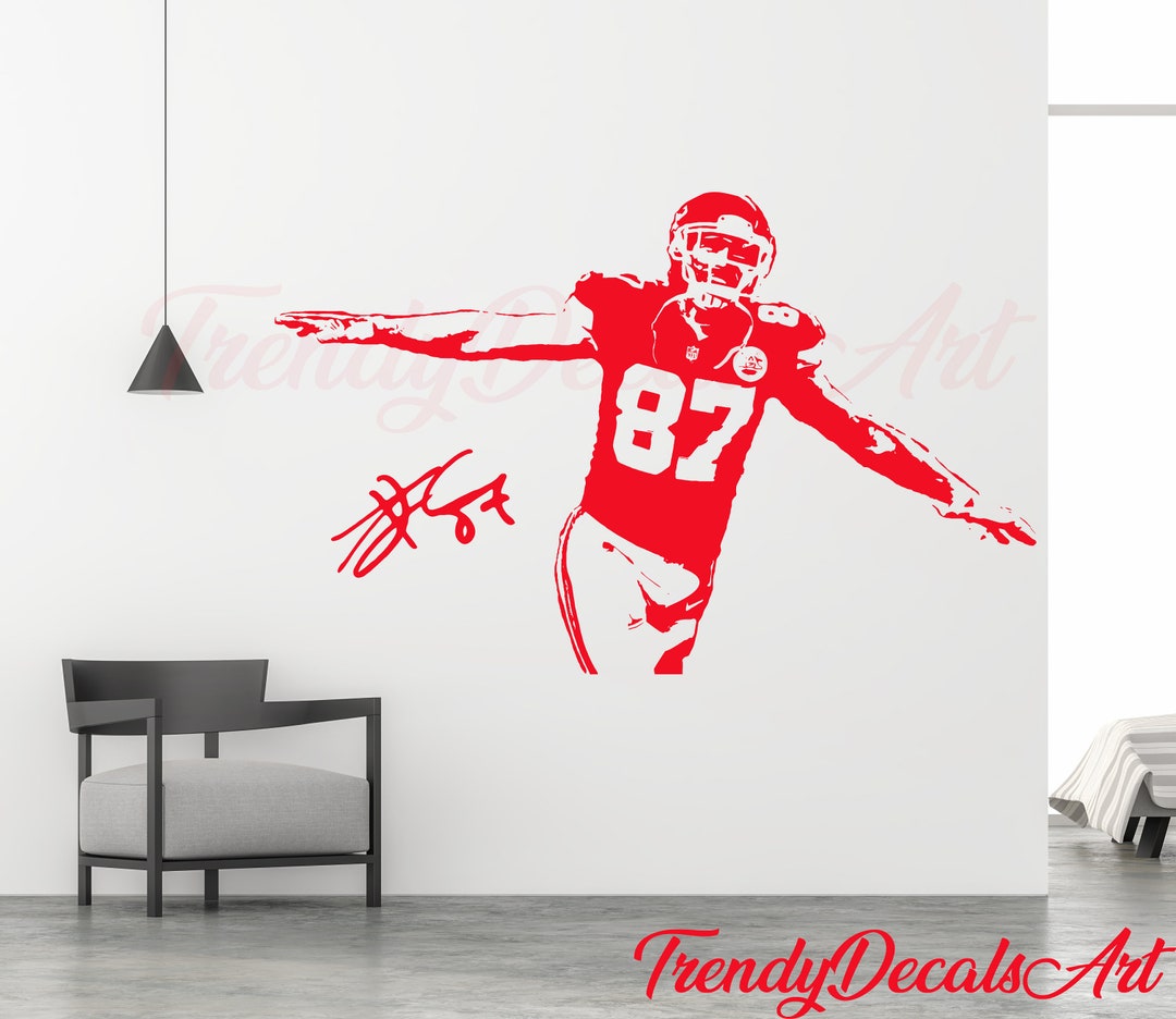 Travis Kelce Wall Decal, American Football Player Art, Man Cave Decor ...