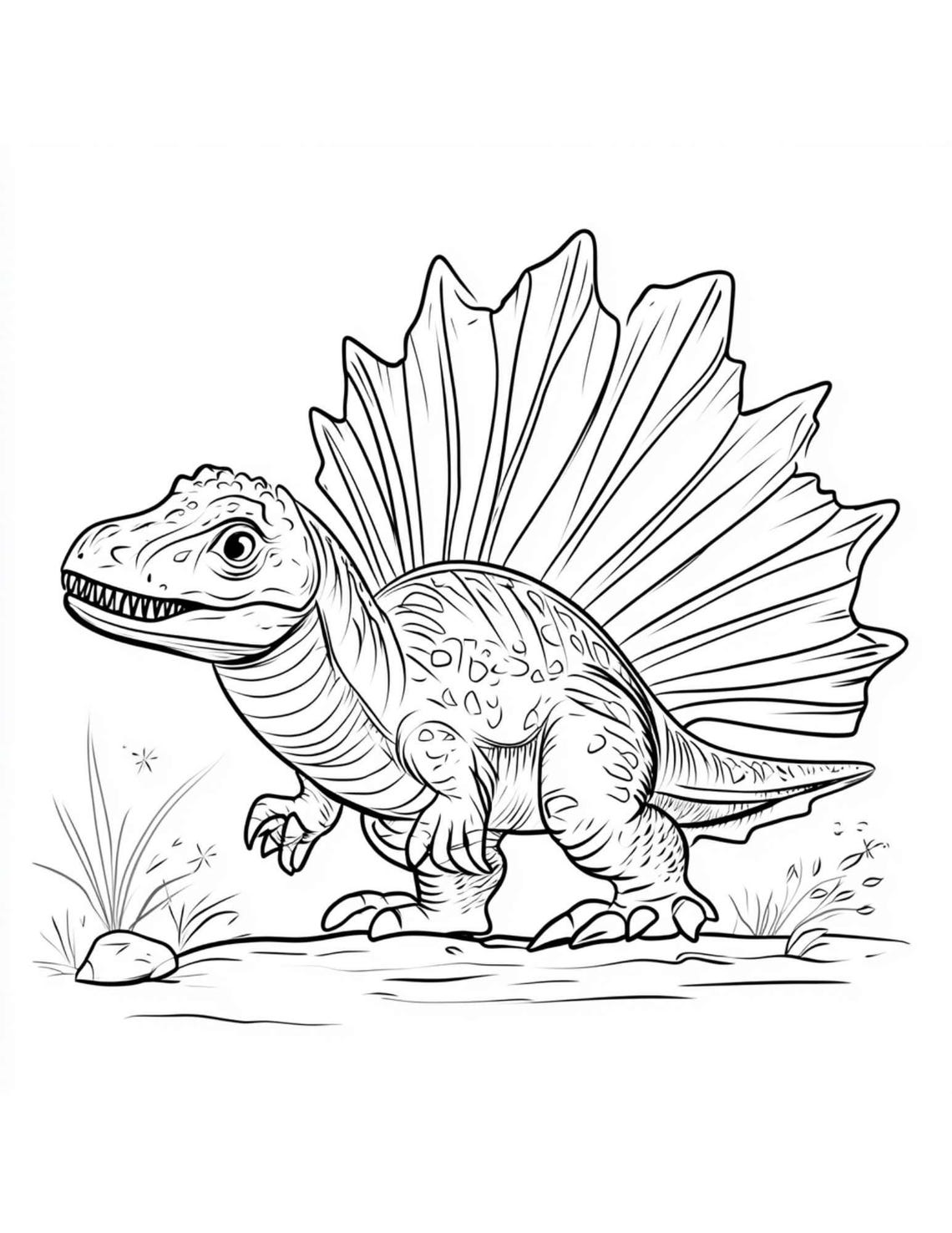 Dimetrodon Dinosaur Simple Coloring Page Download for Kids - Etsy