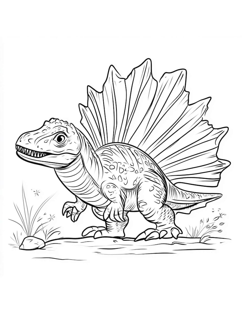 Dimetrodon Dinosaur Simple Coloring Page Download for Kids - Etsy